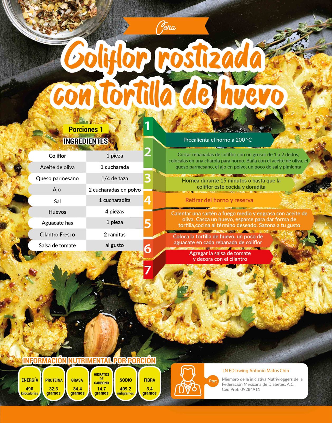Coliflor rostizada con tortilla de huevo – Asociación Mexicana de ...